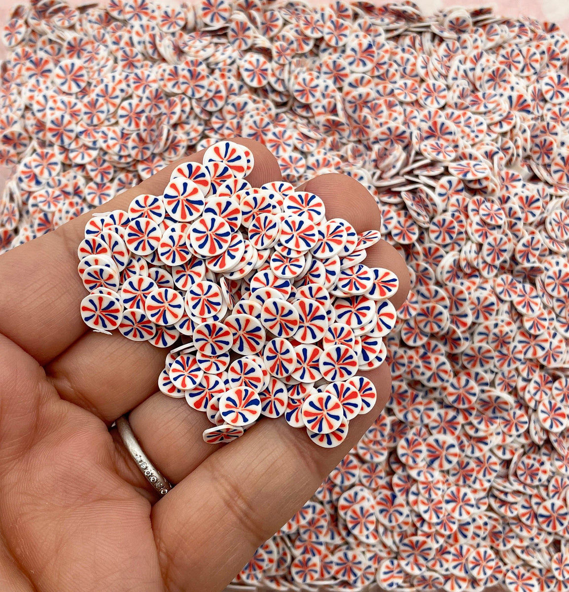 Red White and Blue Polymer Clay Firework Sprinkles, Fimo Fake Sprinkle ...