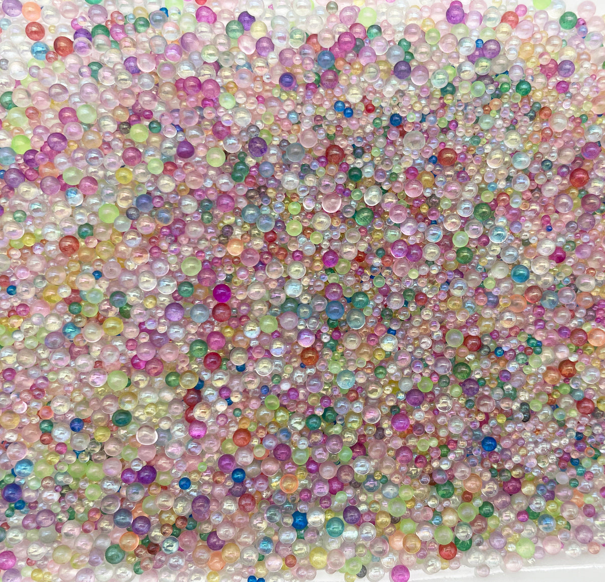 100 Grams Iridescent Multicolor Clear Glass Assorted Size Microbeads ...