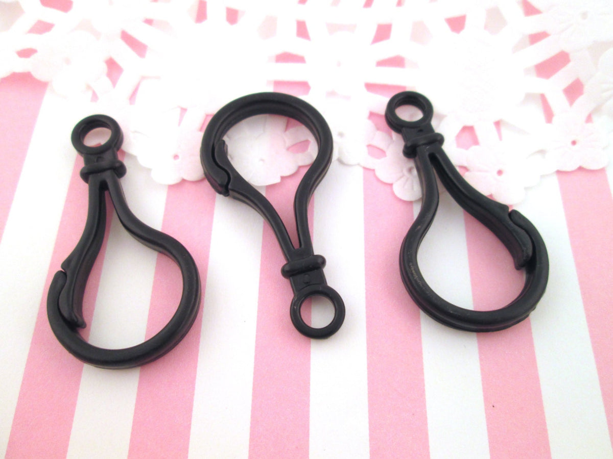 10 Black Plastic Key Chain Holders Clasps, #845 – Happy Kawaii Supplies