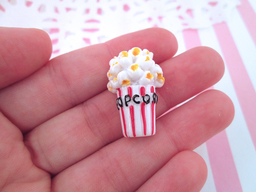 3 Resin Popcorn Cabochons, Cute Flatback Movie Theatre Snacks, 100a ...